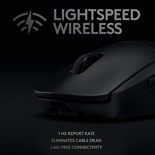 Logitech G PRO Wireless Gaming Mouse, Hero 16K Sensor, 16,000 DPI, RGB, Ultra Lightweight, 4 to 8 Programmable Buttons, Long Battery Life, On-Board Memory, Built for Esport, PC / Mac - Black