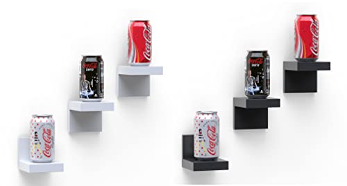 RICHER HOUSE Small Floating Shelves for Wall Set of 6, Plastic Small Black Shelf 4 Inch Display Ledges for Small Decor, Mini Shelf for Wall with 2 Types of Installation (Adhesive or Screw)