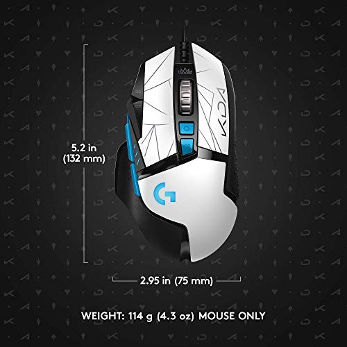 Logitech G502 Hero K/DA High Performance Gaming Mouse - Hero 25K Sensor, 16.8 Million Color LIGHTSYNC RGB, 11 Programmable Buttons, On-Board Memory - Official League of Legends KDA Gaming Gear