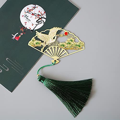 Rose-Samira Metal Creative Bookmark,Chinese Style Unique Vintage Series,Gift for Reader,Student (Fan Large-C)
