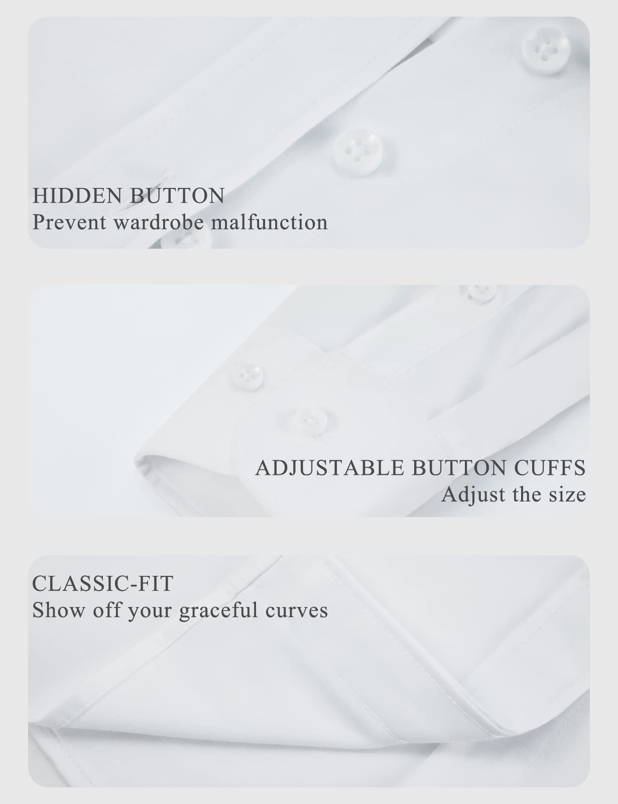 Tapata Women's Classic Button-Down Blouse Formal Work Dress Fitted Shirts Collared Long Sleeve Business Top, White, Large