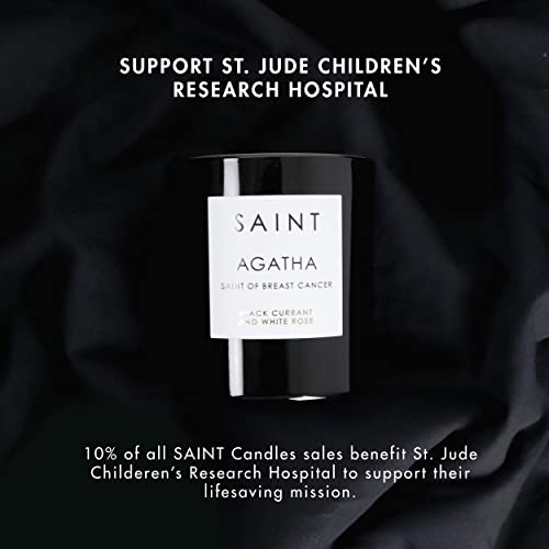 SAINT Agatha Scented Candle with Prayer, Prayer Coin, and Holy Oil, Saint of Breast Cancer, Soy Coconut Aromatherapy Candle with 50 Hour Burn Time