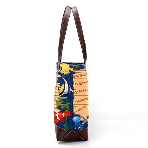 Timetable with Underwater World Tote Bags Large Leather canvas Purses and Handbags for Women Top Handle Shoulder Satchel Hobo Bags