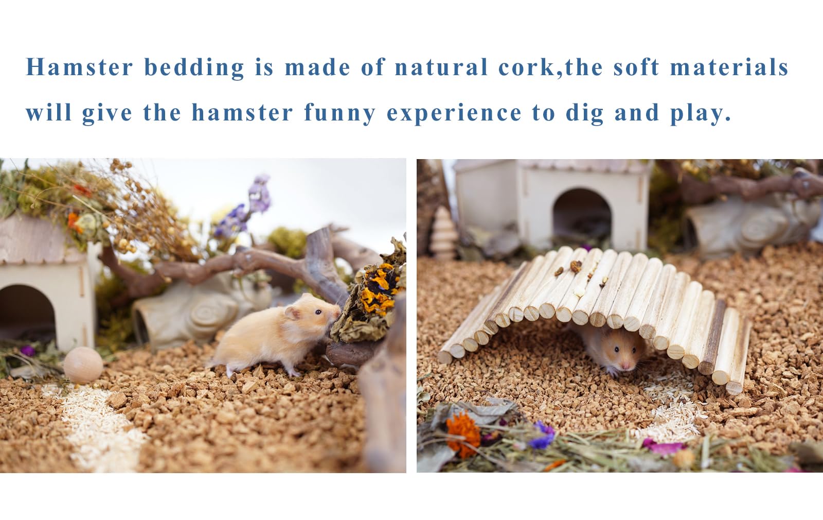 JFWOD 8L Natural Cork Peat Hamster Bedding Pet Litter for Dwarf Syrian Hamsters, Gerbils, Mices, Degus or Reptiles Habitat Decorations