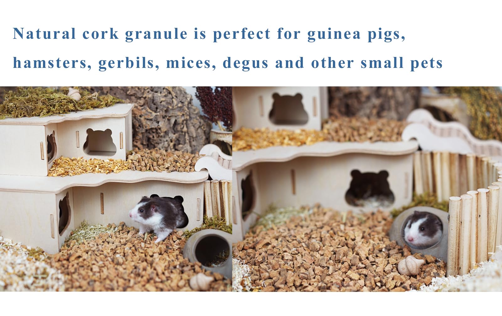 JFWOD 8L Natural Cork Peat Hamster Bedding Pet Litter for Dwarf Syrian Hamsters, Gerbils, Mices, Degus or Reptiles Habitat Decorations