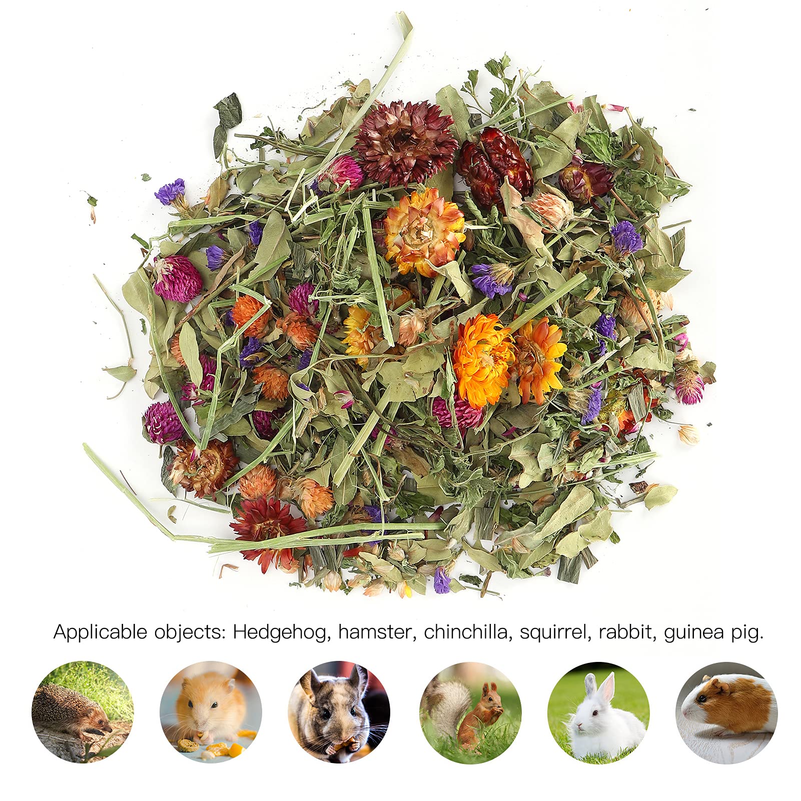 GLOGLOW Small Pet Bedding, Dried Flowers Plants Padding for Squirrels Guinea Pigs Rabbits Chinchillas Hamsters Gerbils(100g) Treats