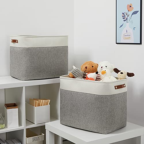 DULLEMELO Collapsible Bundle Baskets 2 Large Baskets 17"x12"x15" + 6 Small Baskets 11.8"x7.9"x5.1"（White&Gray)