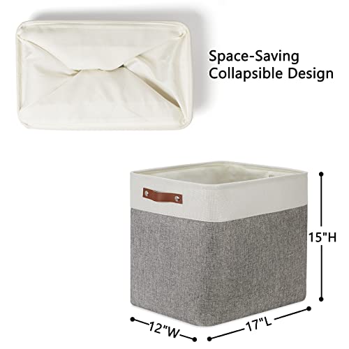 DULLEMELO Collapsible Bundle Baskets 2 Large Baskets 17"x12"x15" + 6 Small Baskets 11.8"x7.9"x5.1"(White&Gray)