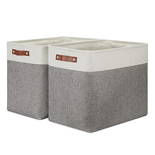 DULLEMELO Collapsible Bundle Baskets 2 Large Baskets 17"x12"x15" + 6 Small Baskets 11.8"x7.9"x5.1"(White&Gray)
