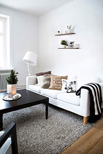 Mkono 5 Pieces Set Floating Shelves for Wall, 2 Pack Rectangle Wood Shelf and 3 Pack Triangle Wood Board Corner Shelves