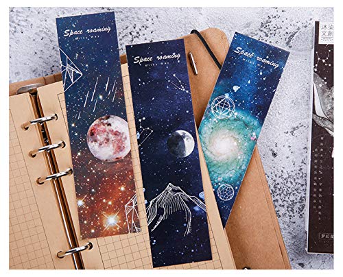Cute Funny Planet Moon Space Theme Colorful Bookmarks, 30 PCS (Space)