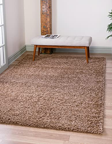 Rugs.com Über Cozy Solid Shag Collection Rug – 5 x 8 Sandy Brown Shag Rug Perfect 5 x 8 Feet