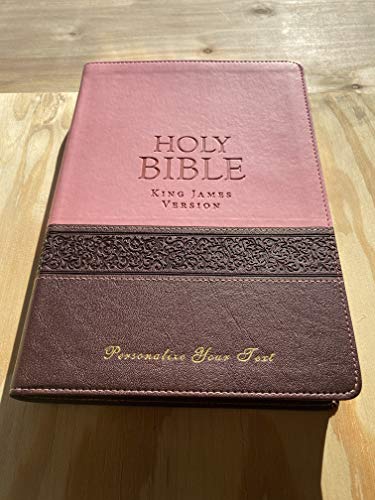 Personalized Bible Custom Text Your Name KJV Large Print Edition Two-Tone Pink/Brown King James Version Bible Custom Made Gift for Baptism Christenings Birthdays Celebrations