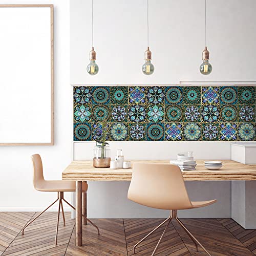 16 Pcs Mandala Decorative Tile Stickers 6*6 inch(15*15cm) ,Peel and Stick Adhesive Tile Stickers,Home Decor,Furniture Decor,Staircase,Backsplash Tile Stickers