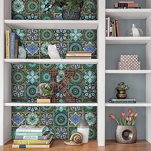 16 Pcs Mandala Decorative Tile Stickers 6*6 inch(15*15cm) ,Peel and Stick Adhesive Tile Stickers,Home Decor,Furniture Decor,Staircase,Backsplash Tile Stickers