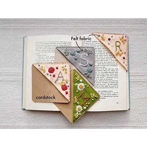 Bloomy Line - Personalized Hand Embroidered Corner Bookmark, Bloomy Line Bookmark, Hand Stitched Corner Bookmark, 26 Letters Embroidery Bookmarks for Book Lovers (Summer, A)