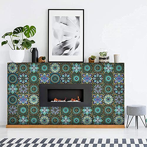 16 Pcs Mandala Decorative Tile Stickers 6*6 inch(15*15cm) ,Peel and Stick Adhesive Tile Stickers,Home Decor,Furniture Decor,Staircase,Backsplash Tile Stickers