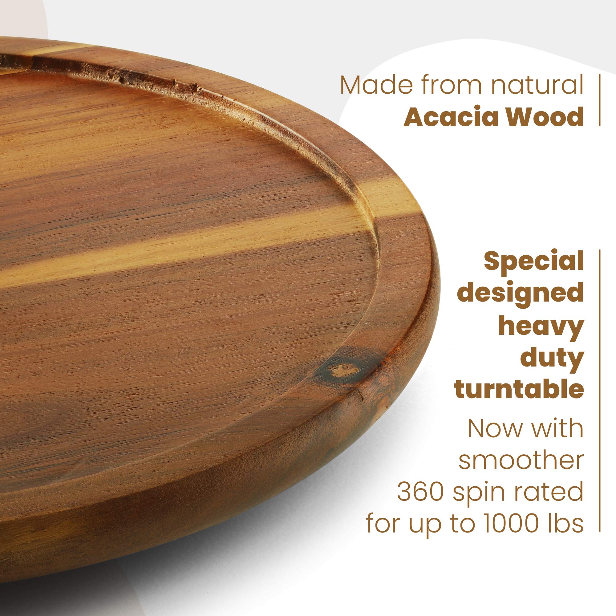 RABAHA 2 Pack Acacia Lazy Susan Organizer for Cabinet (10 Inch) - Wooden Lazy Susan Turntable for Table - Wood Kitchen Turntable Storage Food Bin Container for Pantry, Fridge, Countertop (Pack 2)