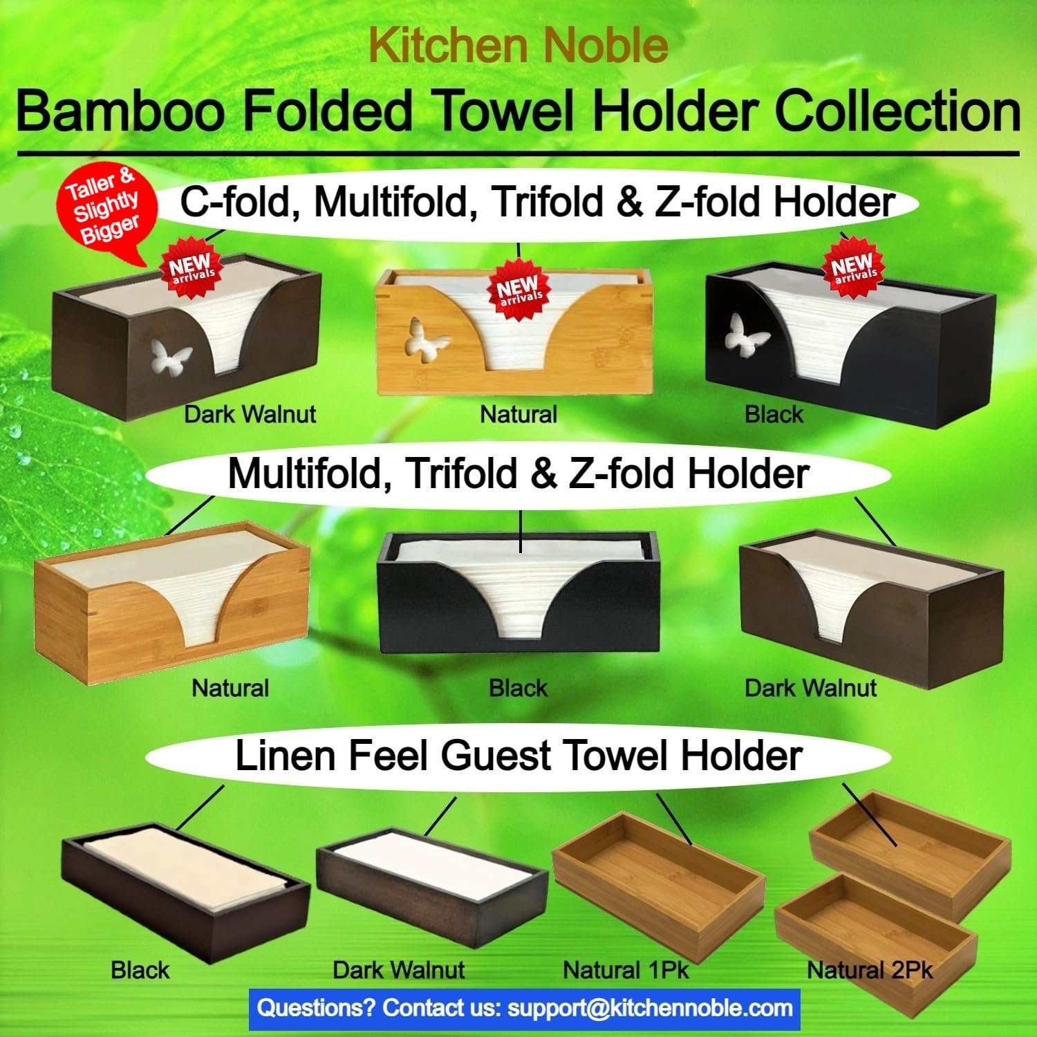 Countertop Multifold Paper Towel Dispenser In Dark Walnut – Bamboo Wood Folded Paper Towel Holder - For Multifold, Trifold, Z Fold & C Fold Paper Hand Napkins Folded Size 9.7" x 3.7" Or Smaller