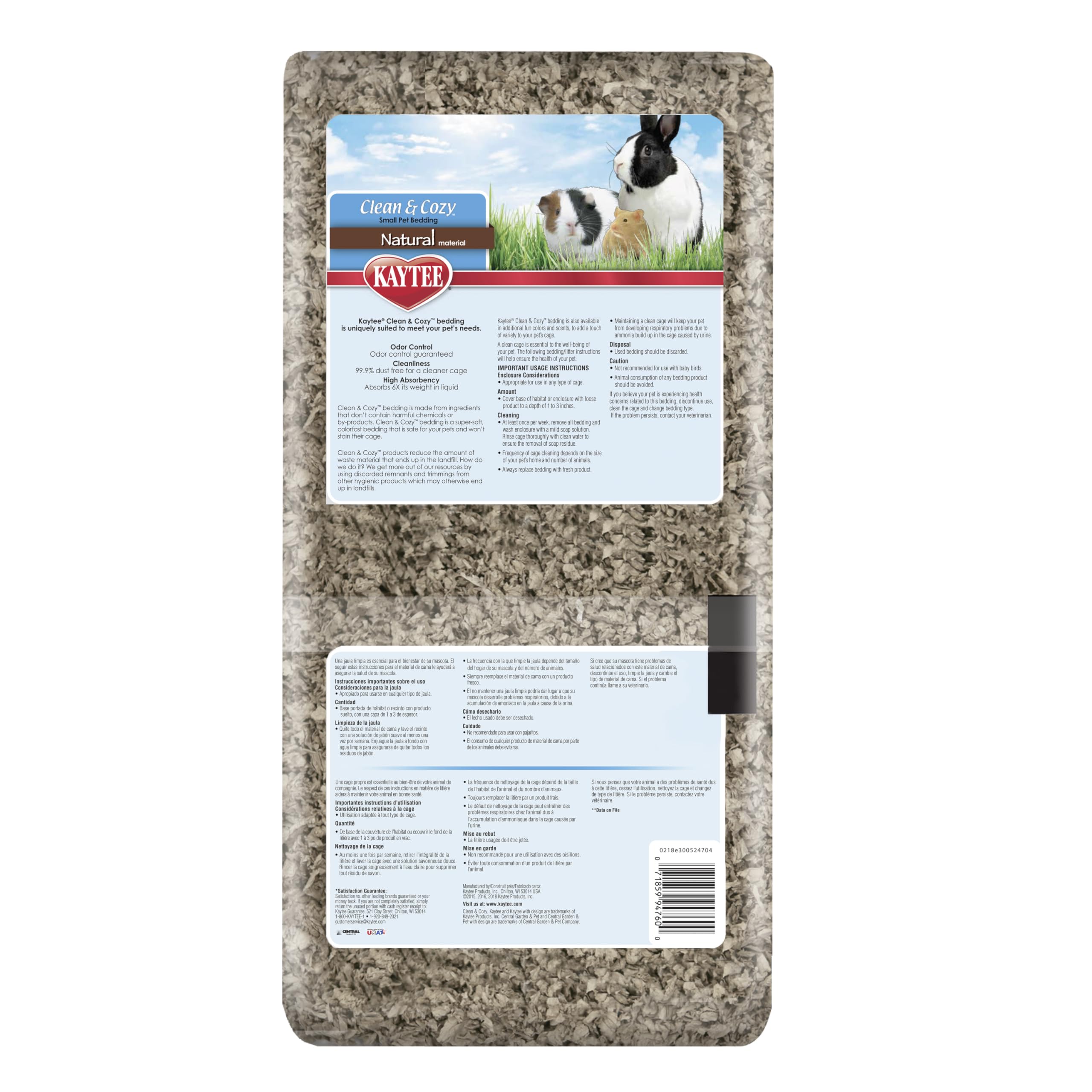 Kaytee Clean & Cozy Natural Paper Bedding, Made for Small Animals, 24.6 Liters
