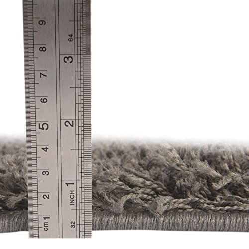 Rugs.com - Über Cozy Solid Shag Collection Rug – 5' x 8' Graphite Gray Shag Rug Perfect for Bedrooms, Dining Rooms, Living Rooms, 5 x 8 Feet