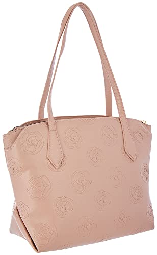 Betsey Johnson Debossed Roses Triple Compartment Faux Leather Tote Shoulder Bag
