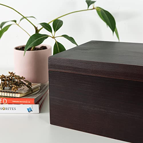 Soul & Lane Elite Fabric Lined Decorative Wooden Storage Box - Medium (13" x 10" x 6.5") | Sturdy Wood Chest with Lid