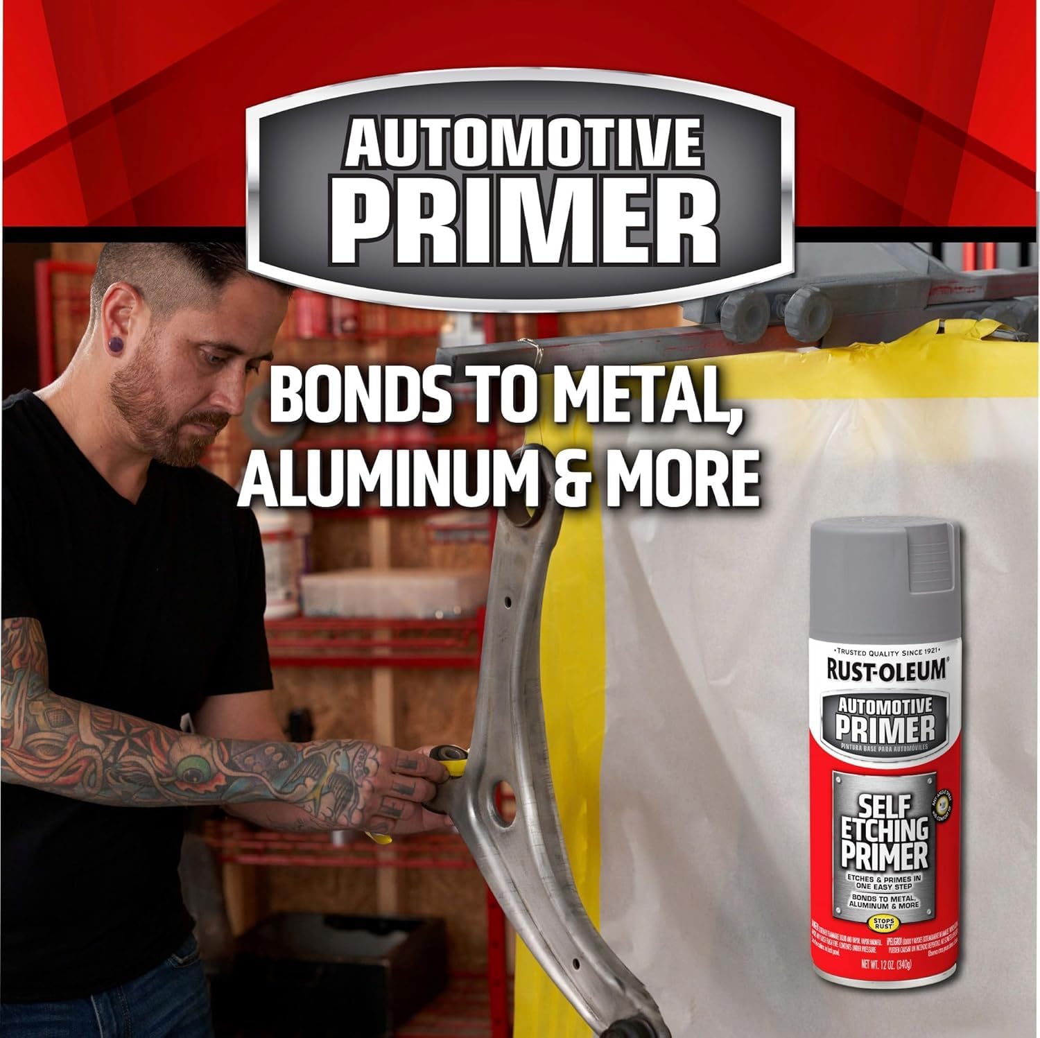 Rust-Oleum 249322 Automotive Self Etching Primer, 12 oz, Dark Green Spray Paint, 12 Ounce (Pack of 1), 11 Fl Oz