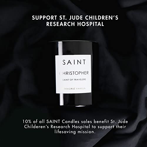 SAINT Christopher Scented Candle with Prayer, Prayer Coin, and Holy Oil, Saint of Travelers, Soy Coconut Aromatherapy Candle with 50 Hour Burn Time