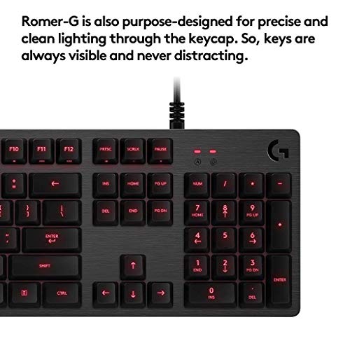 Logitech G413 Backlit Mechanical Gaming Keyboard USB Passthrough Carbon (Renewed)