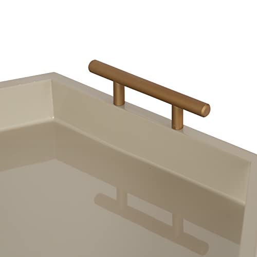 Kate and Laurel Lipton Modern Hexagon Tray, 18 x 18, Sand, Midcentury Decorative Serving Tray for Storage and Display