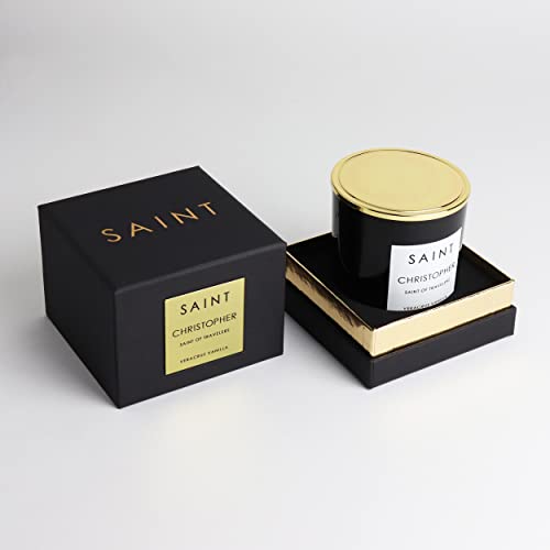 SAINT Christopher Scented Candle with Prayer, Prayer Coin, and Holy Oil, Saint of Travelers, Soy Coconut Aromatherapy Candle with 50 Hour Burn Time