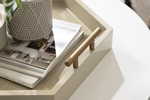 Kate and Laurel Lipton Modern Hexagon Tray, 18 x 18, Sand, Midcentury Decorative Serving Tray for Storage and Display