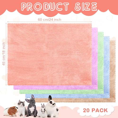 Panelee 20 Pcs Reusable Puppy Pads Waterproof Guinea Pee Pad Washable Pee Pads for Dogs Fleece Cage Liner Blankets Accessories Small Animals Bedding Mats Sleep Mat Pad Cover (Multicolor,18x24 in)