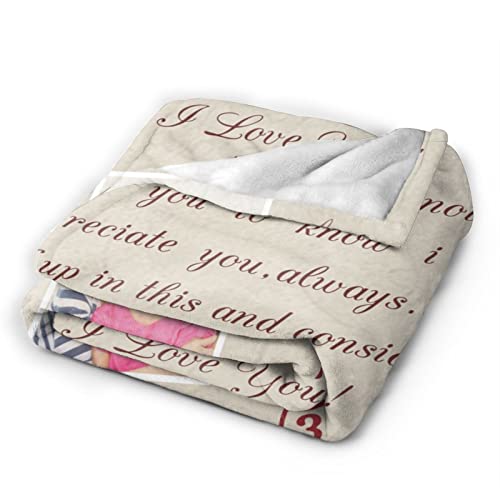HYHSJY Personalized Photo Letter Blanket Throw Fleece Custom add 2 Picture and Any Text Gift Inspirational Moments Present to My Daughter Son from Mom Dad Customized for Husband Wife