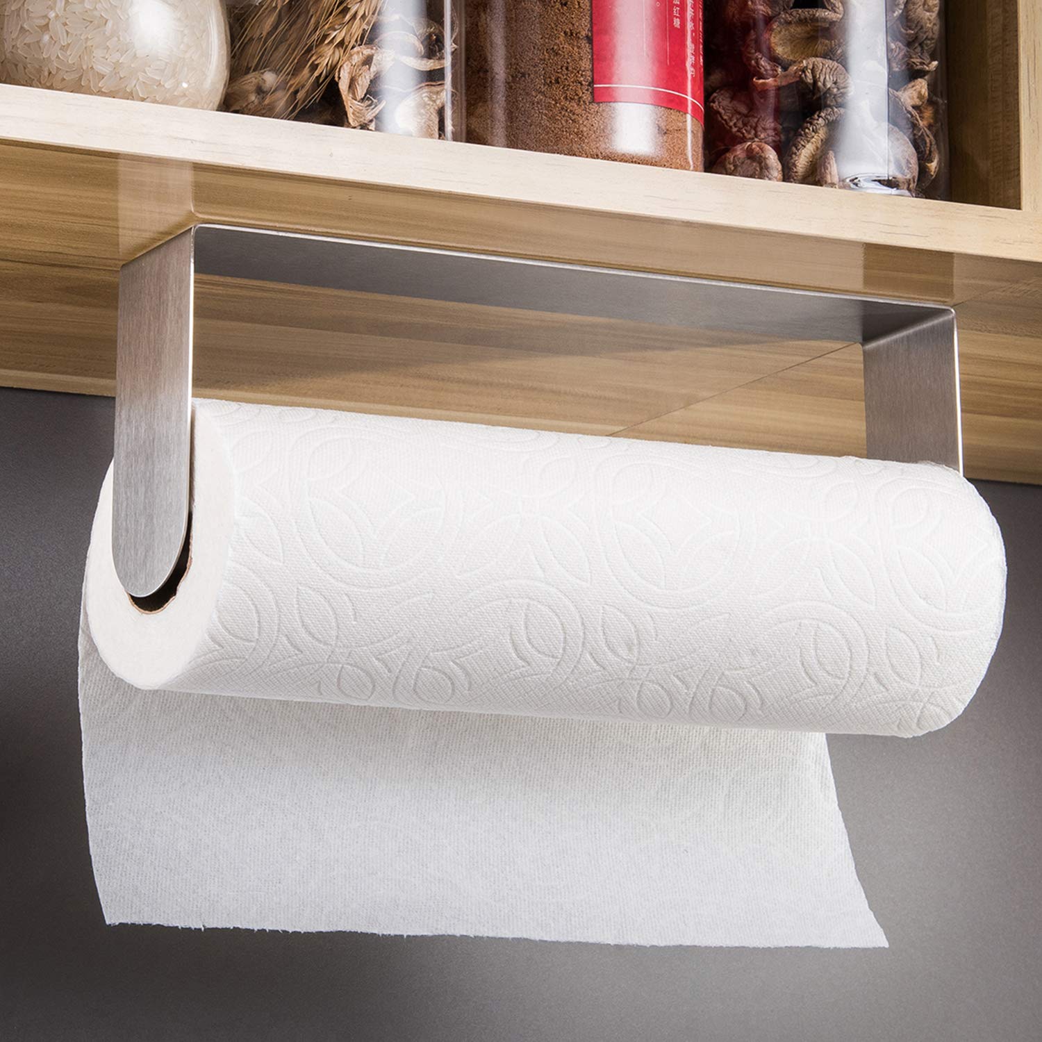 ZUNTO Paper Towel Holder Under Cabinet - Adhsive Paper Towel Rack (No Drilling), Stainless Steel Rustproof, Easy Tear
