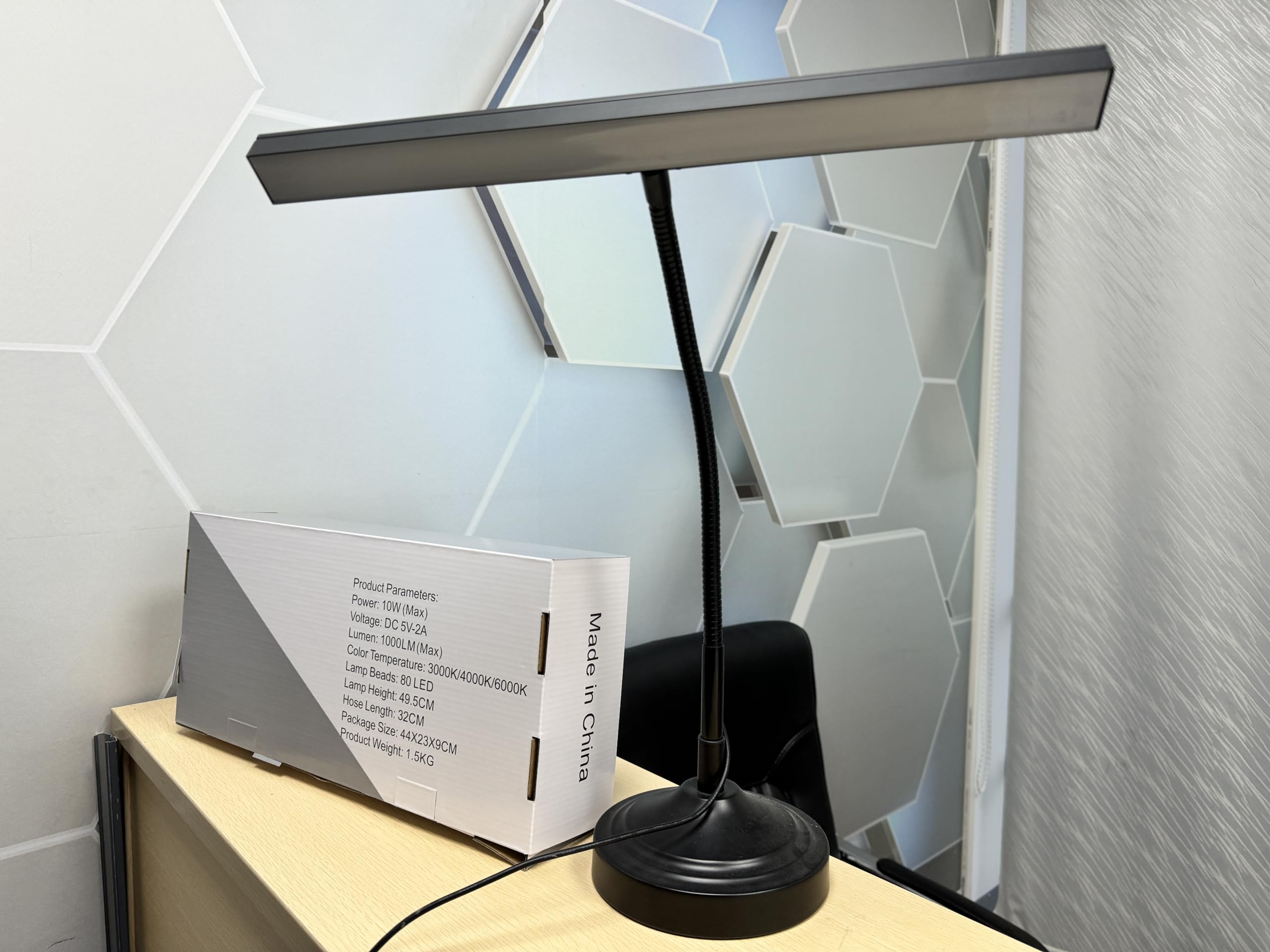NovoLido LED Piano Desk Lamp, 2-in-1 Bright Flexible Tall Table Lamp with Base & Clamp Interchangeable, 10W Architect Desk Lights for Home Office, 1000lm, 3 Color Modes, 30 Brightness Levels, Black