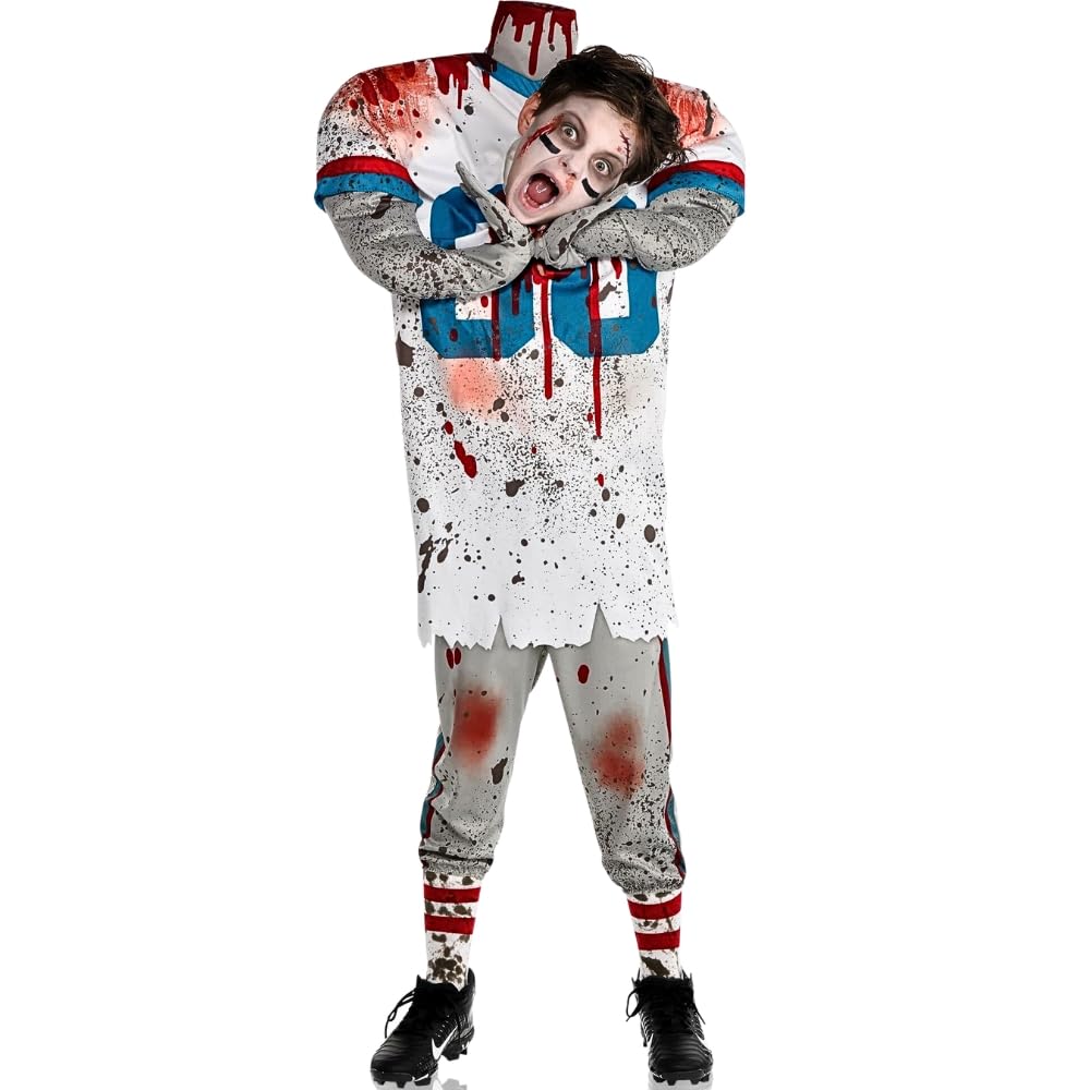 Amscan Party City Headless Football Player Illusion Costume for Kids - Scary Horror Costume Includes Jersey Shirt, Pants, & Socks - Costumes for Halloween, Birthday Parties & Themed Events