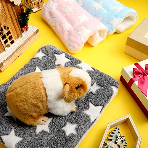 Jetec 3 Pcs Bunny Guinea Pig Beds Soft Bunny Mats Warm Guinea Pig Mat Small Animal Winter Bed Pads Fleece Sleeping Pads for Indoor Rabbit Hamster Squirrel Hedgehog Chinchilla Ferret(Star)