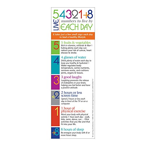 100 Nutrition Bookmarks for Kids | Live 54321+8 Bookmarks | 2 ½” x 7 ½”, 100 per Package, 2-Sided