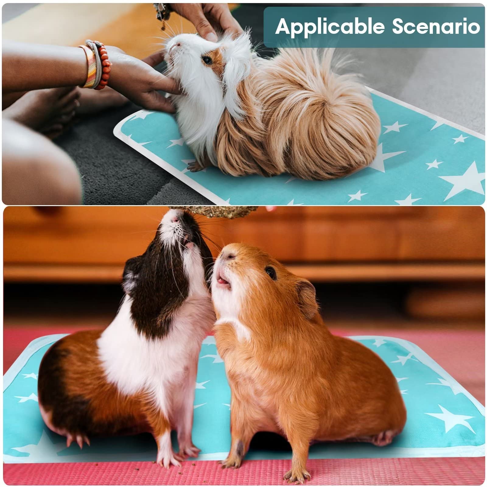 Reusable Pee Pads for Guinea Pigs Set of 6 - Washable Guinea Pig Cage Liners - Pet Mat for Small Animal Cage - Small Animal Bedding for Hamster Bunny Puppy Kitten