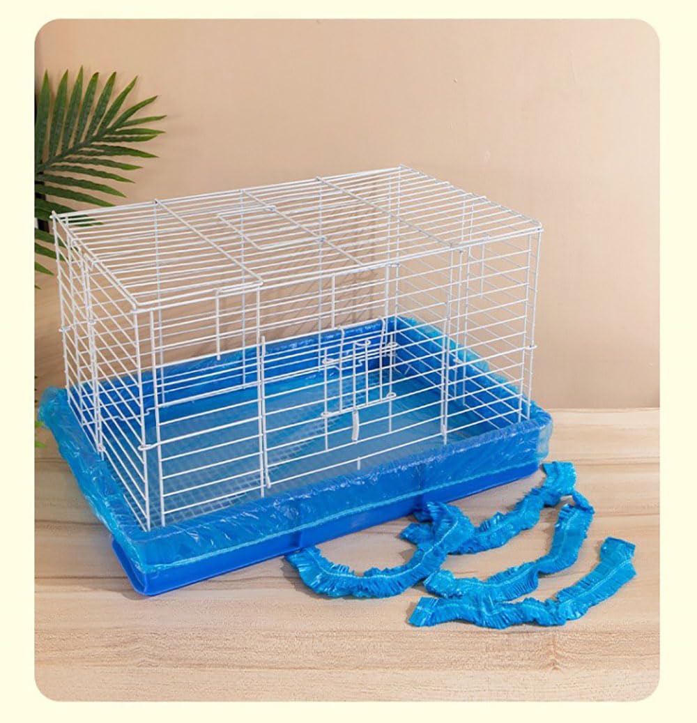 50Pcs Cage Liners for Small Animals-Upgrade Blue Disposable Rabbit Cage Liner Plastic Guinea Pig Cage Bedding Hamster Litter,Leak Proof Cage Liner Bag Toilet Film for Bunny Hamster Hedgehog Cage