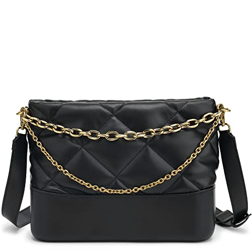 Scarleton Quilted Purses for Women, Crossbody Bags for Women, Shoulder Bag, Hobo Handbag, Faux Leather H209501 - Black