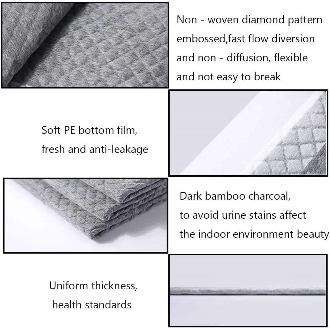kathson Rabbit Pee Pads Disposable Cage Liners 100PCS All Absorb Black Carbon Odor Control Bunny Training Accessories with Quick-Dry Surface for Puppy Guinea Pig Kitten Hedgehog Small Animals