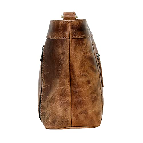 Concealed Carry Delaney Distressed Leather Crossbody Bags for Women-Vintage Leather Multi Pocket Shoulder Sling Womens Purses and Handbags by Vintage Couture