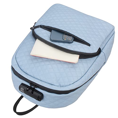 FIREDOG Travel Backpack Purse, Blue Mini Backpack Fashion Casual Small Backpack for Women with Lock