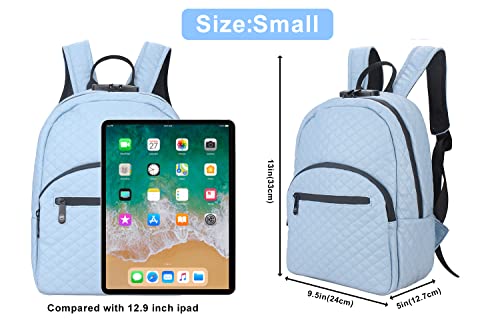 FIREDOG Travel Backpack Purse, Blue Mini Backpack Fashion Casual Small Backpack for Women with Lock