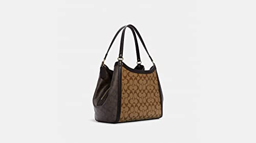 COACH C6831 Signature Blocked Kristy Shoulder Tote Hobo Bag Khaki Brown Multi