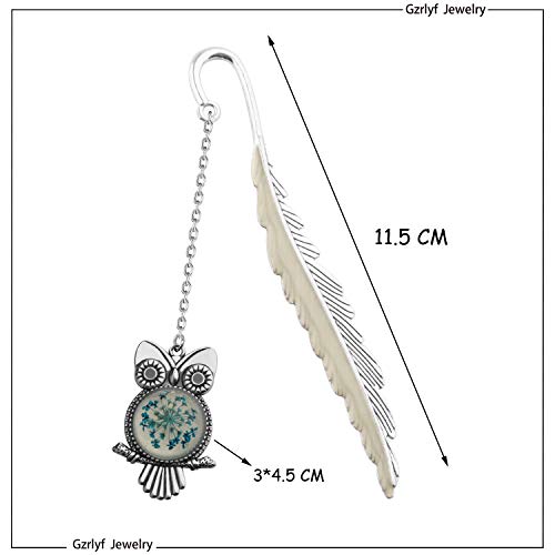 Gzrlyf Owl Bookmark Glow in The Dark Bookmark Luminous Book Markers Metal Book Lover Gifts (Luminous Bookmark)