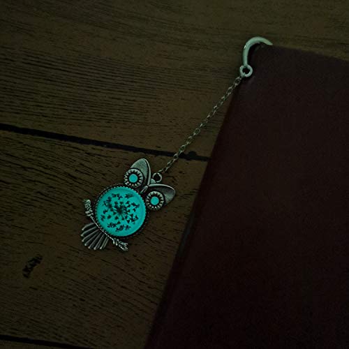Gzrlyf Owl Bookmark Glow in The Dark Bookmark Luminous Book Markers Metal Book Lover Gifts (Luminous Bookmark)